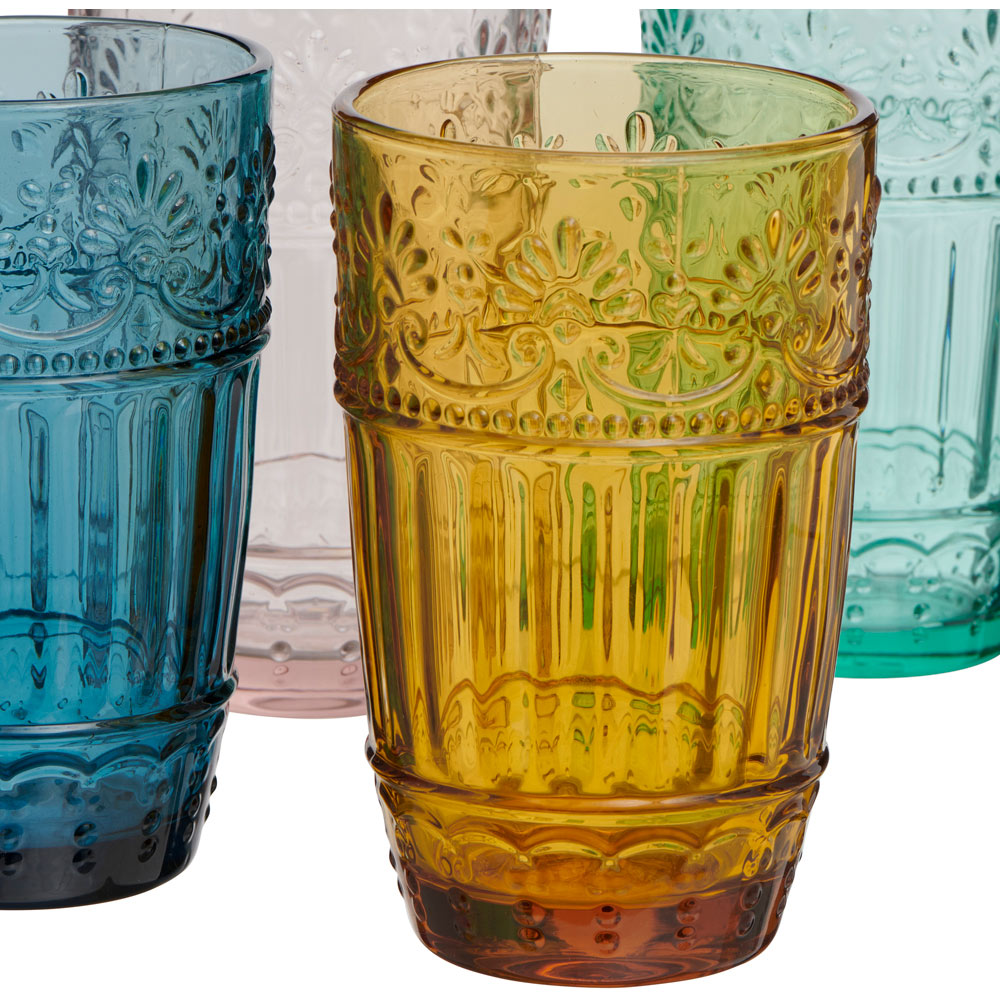 Wilko Embossed Glass Tumbler 4 Pack Wilko