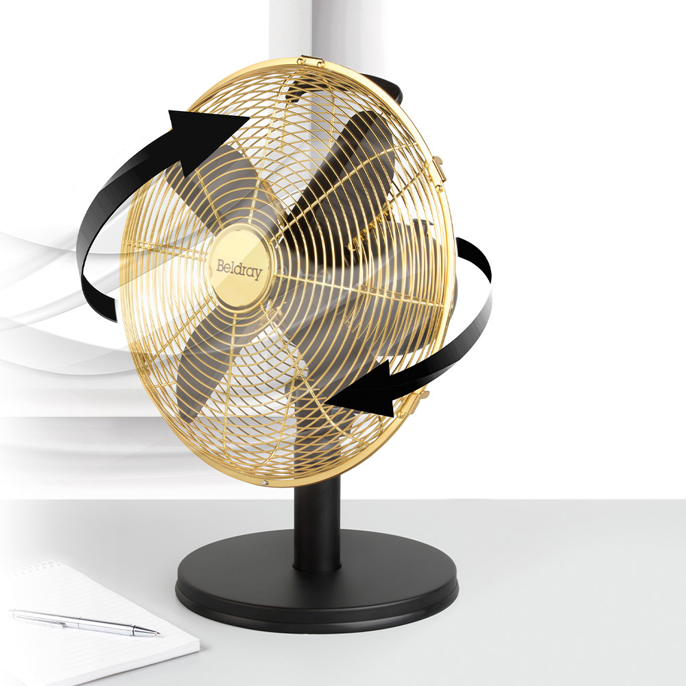 Beldray 10 inch Black/Gold Desk Fan | Wilko