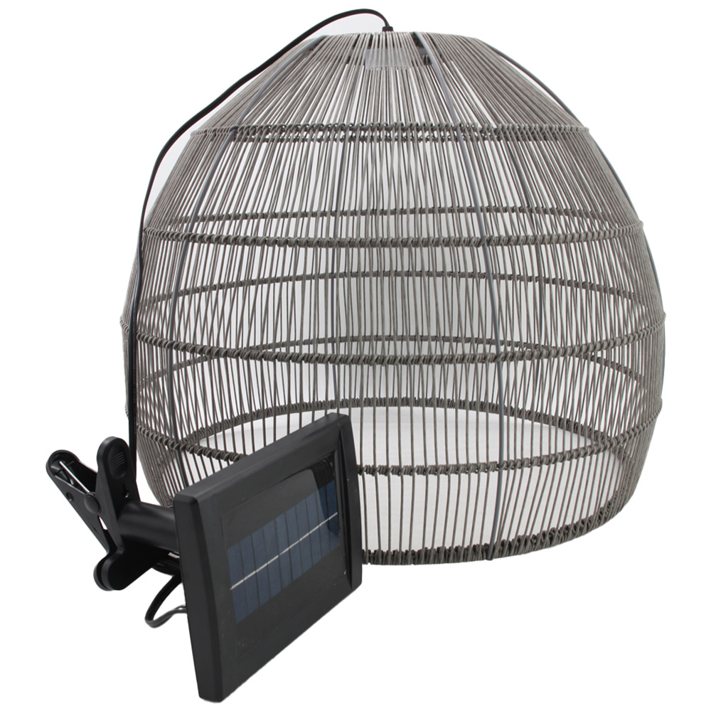Callow Outdoor Solar LED Pendant Light with Grey Rattan Effect Shade ...