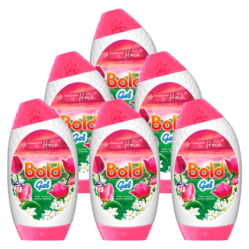 Bold Mrs Hinch Pink Tulip and White Jasmine Washing Liquid Gel 27 Washes Case of 6 x 945ml | Wilko