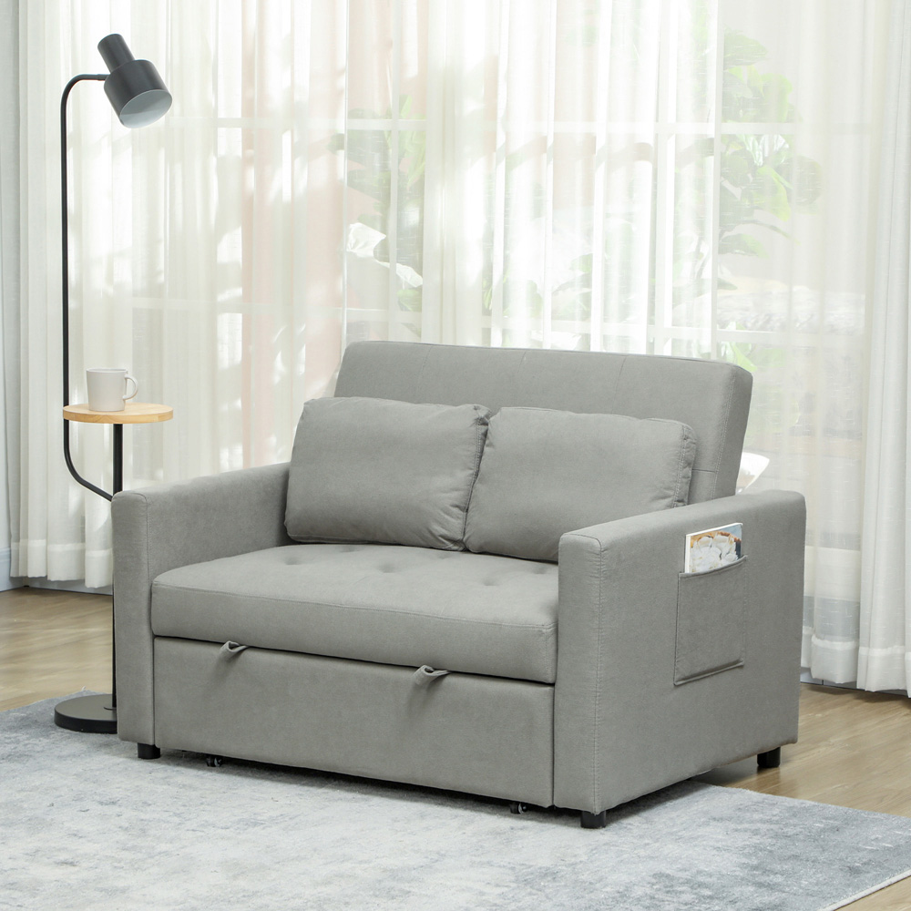 HOMCOM 2 Seater Light Grey Sofa Bed | Wilko