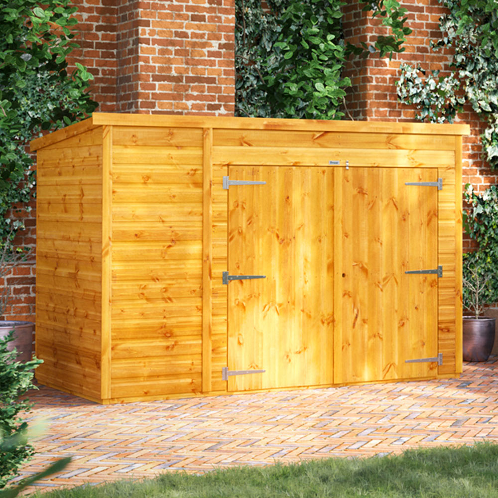 Power Sheds 10 x 3ft Double Door Pent Bike Shed | Wilko