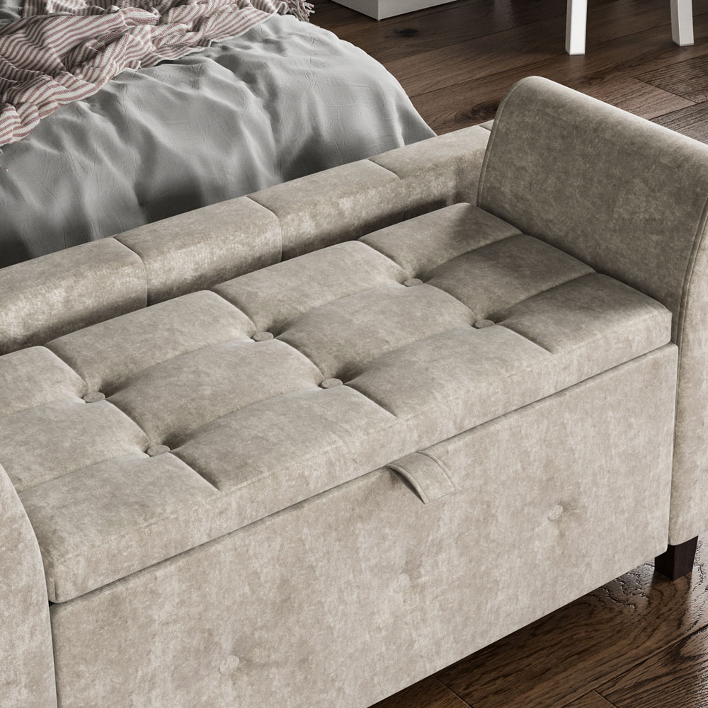 Vida Designs Seville Champagne Crushed Velvet Storage Ottoman Wilko