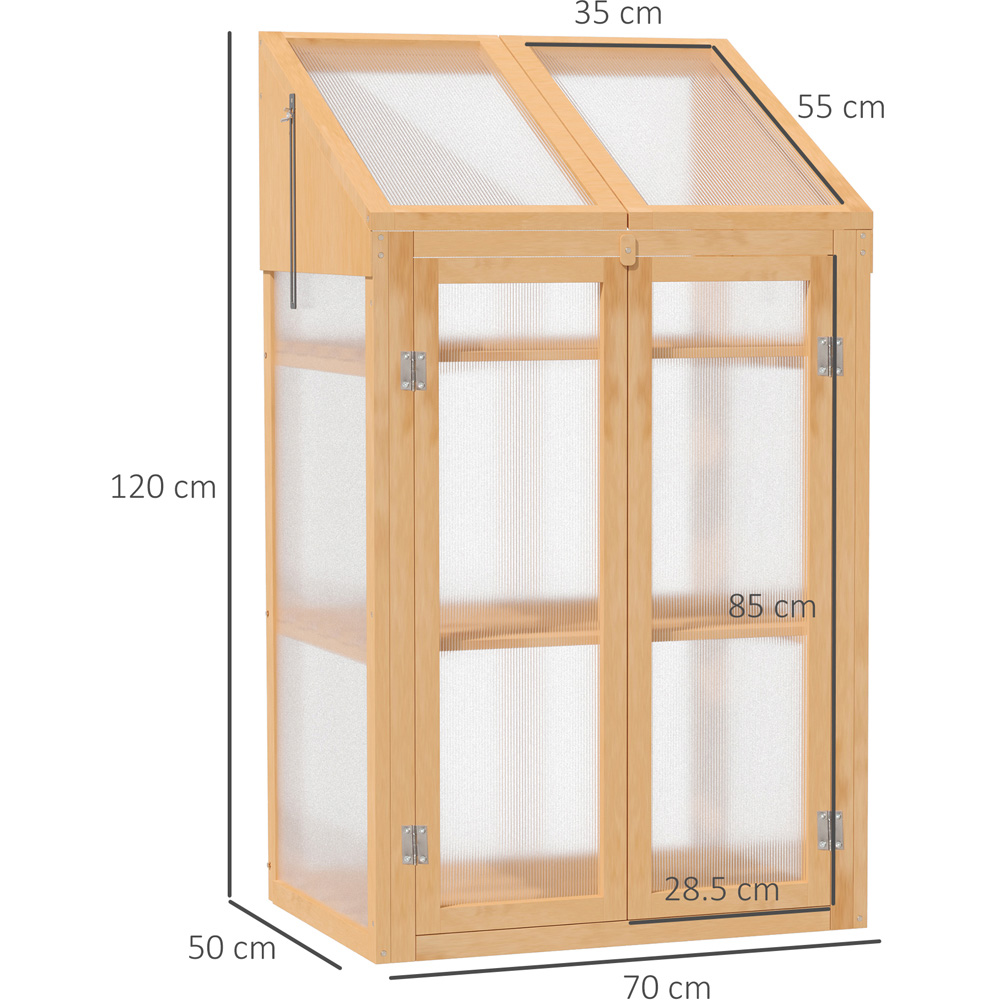 Outsunny 3 Tier Brown Wooden Polycarbonate 1 6 X 4ft Greenhouse Wilko