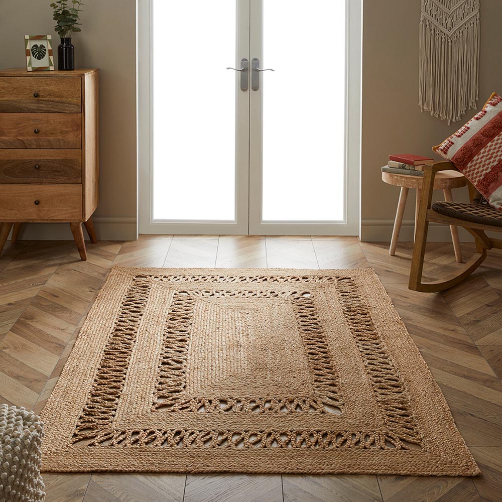 Castlefield Natural Jute Rug 80 x 150cm | Wilko