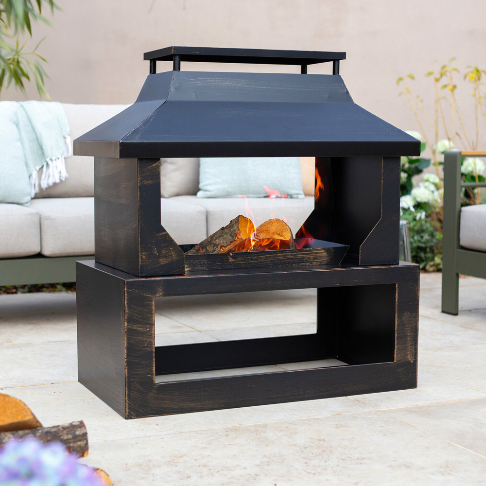 Outdoor Log Burner Brushed Bronze | Wilko