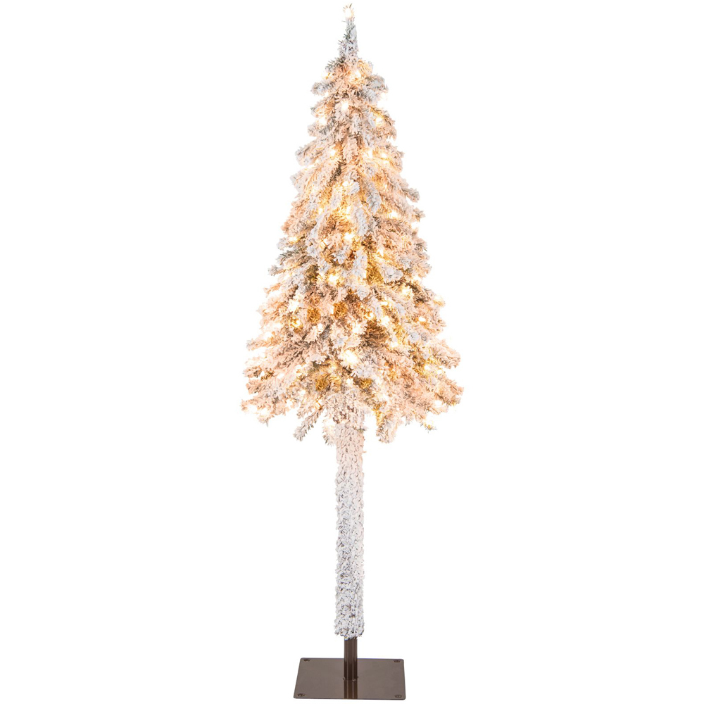 Costway Warm White LED Pre-Lit Slim Artificial Christmas Tree 6ft | Wilko