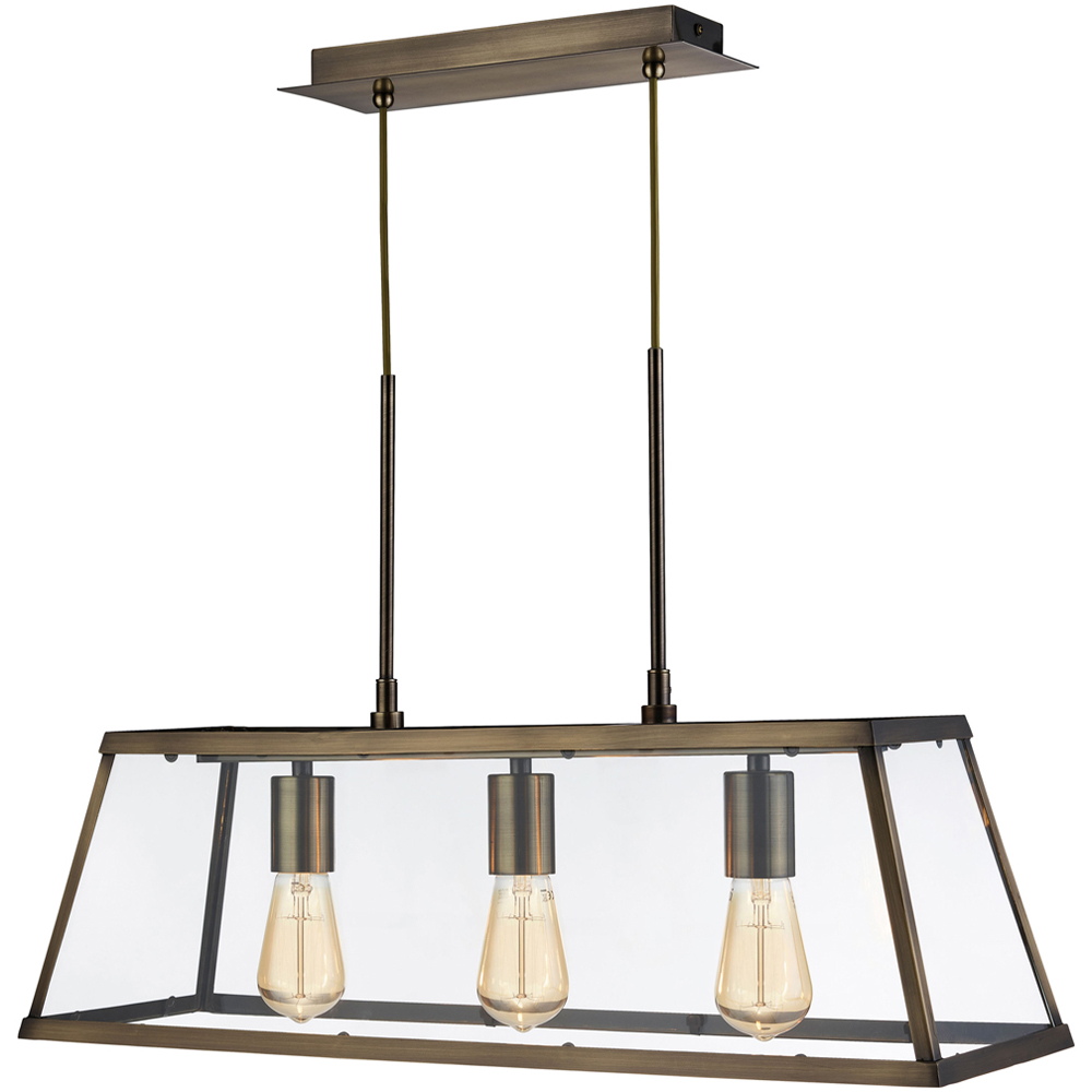 Lighting Collection Eavis 3 Light Antique Brass Industrial Ceiling Bar ...