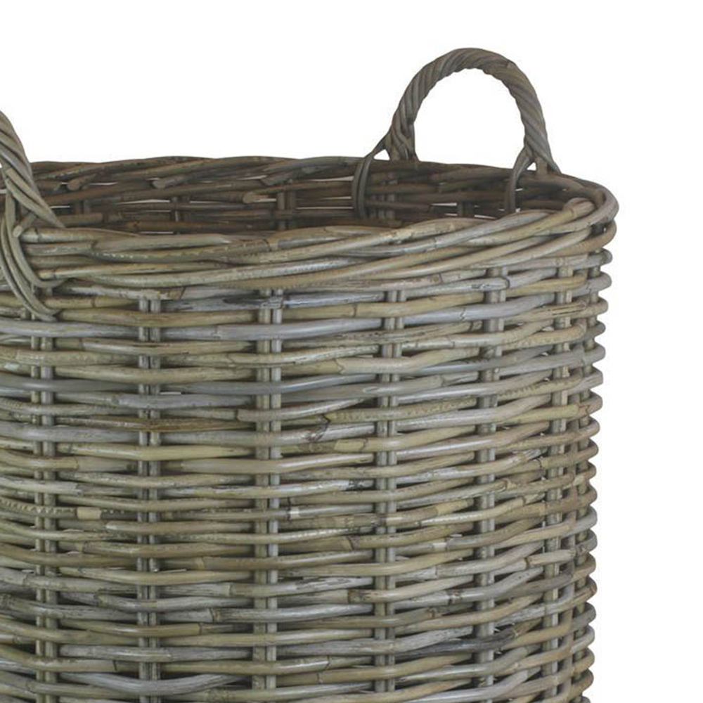 Red Hamper Grey Large Tall Round Fireside Log Basket | Wilko