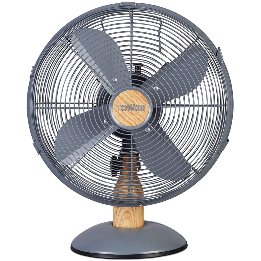 Tower Scandi Grey Metal Desk Fan 12 inch Wilko