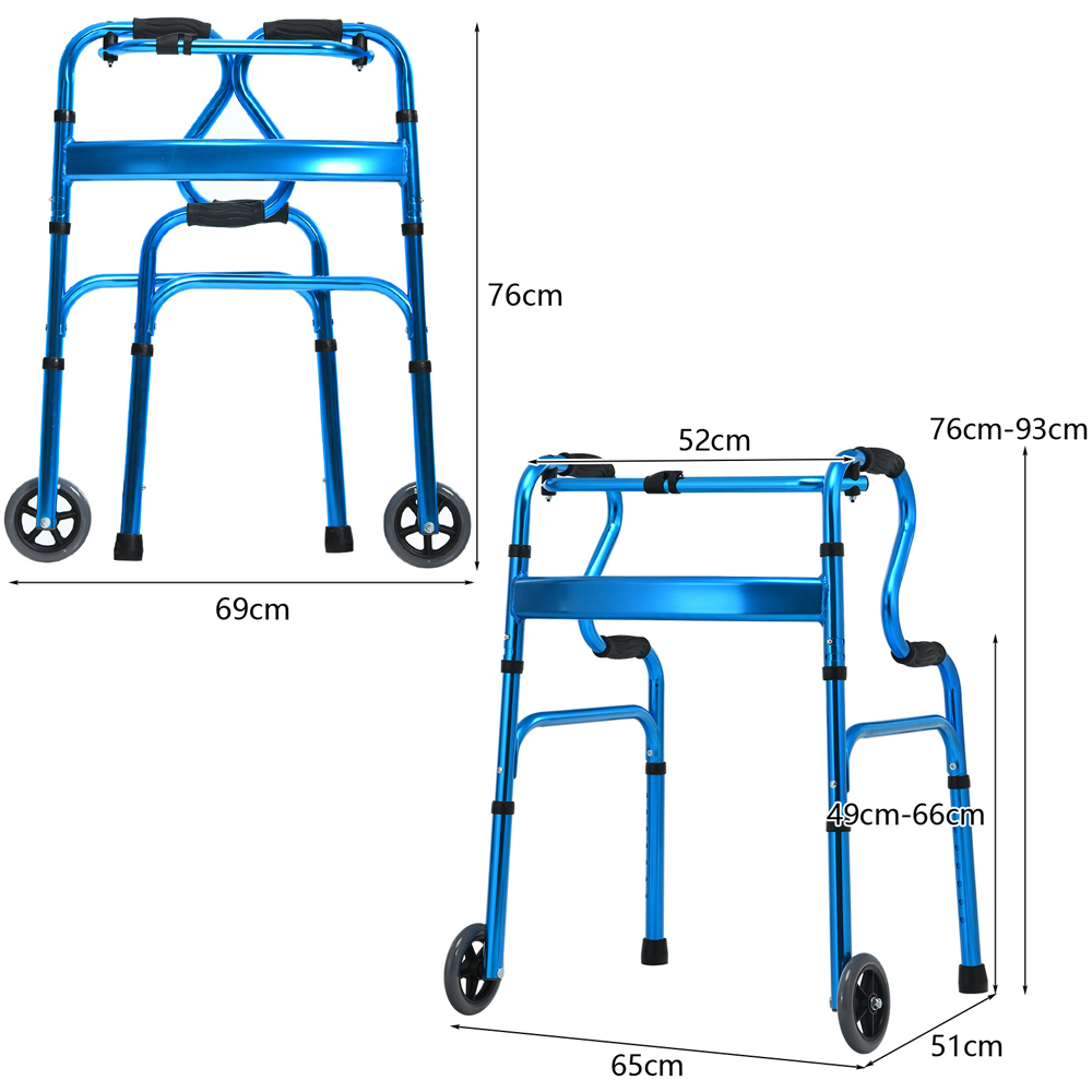 Costway Blue Folding Aluminium Walker Frame | Wilko