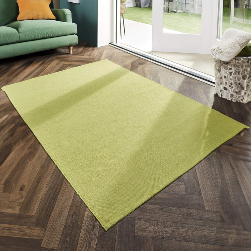 Hug Rug Green Plain Woven Rug 80 x 150cm | Wilko
