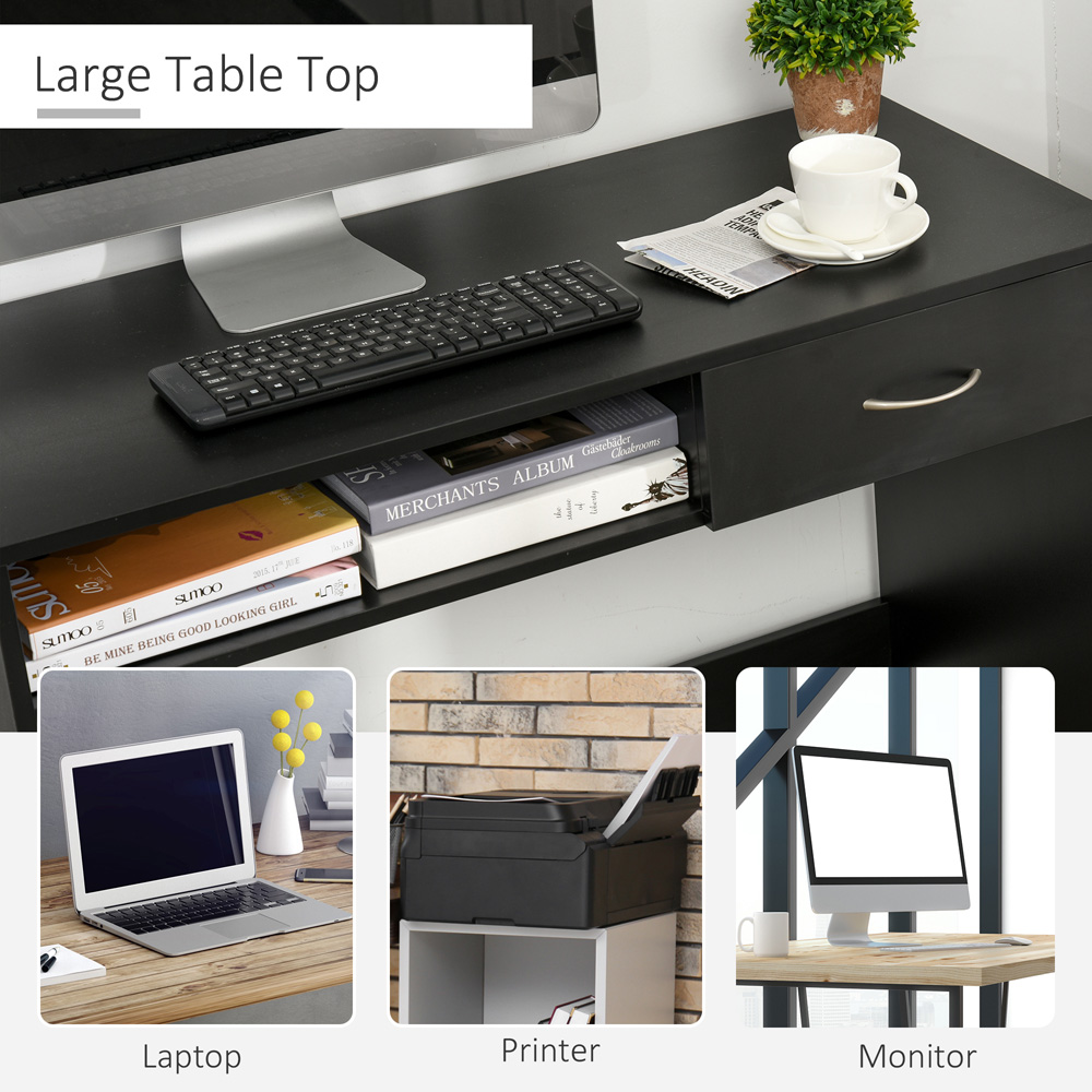 Portland Modern Computer Work Desk Table Black | Wilko