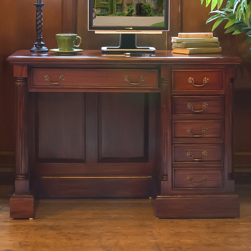 Baumhaus La Roque Single Door Single Drawer Computer Desk Mahogany | Wilko