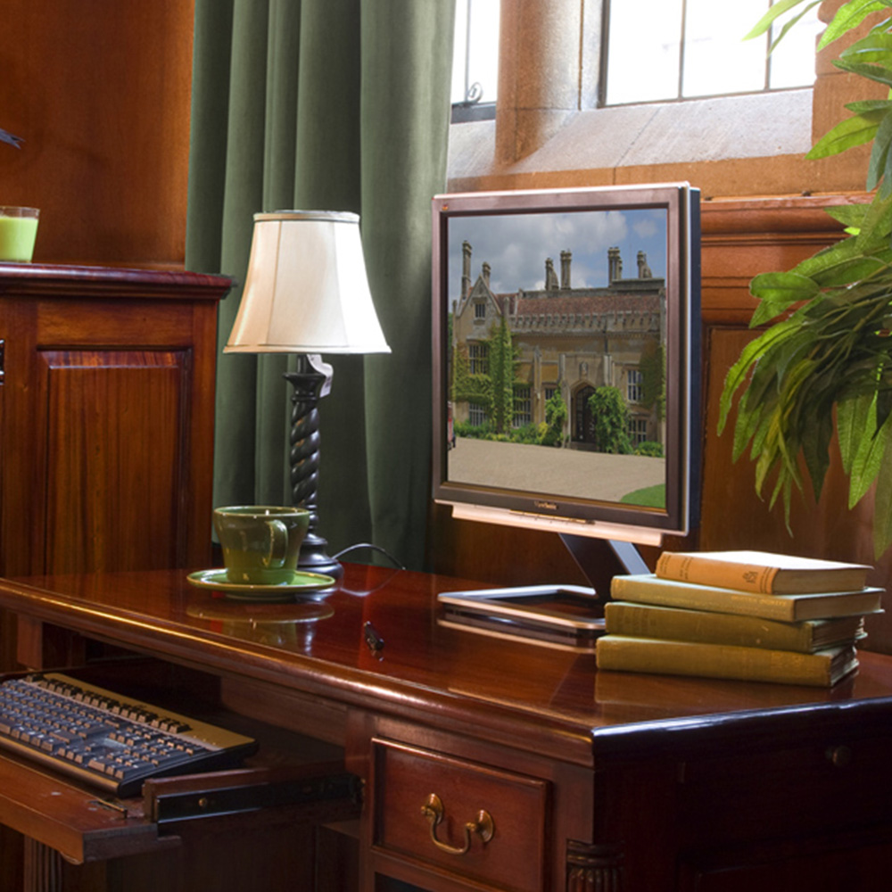 Baumhaus La Roque Single Door Single Drawer Computer Desk Mahogany | Wilko