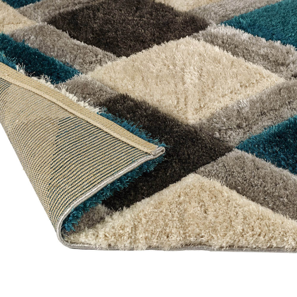 Origins 3D GEO Teal Shaggy Rug 120 x 170cm | Wilko
