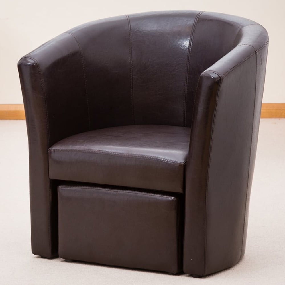 Tub chair with integrated footstool store