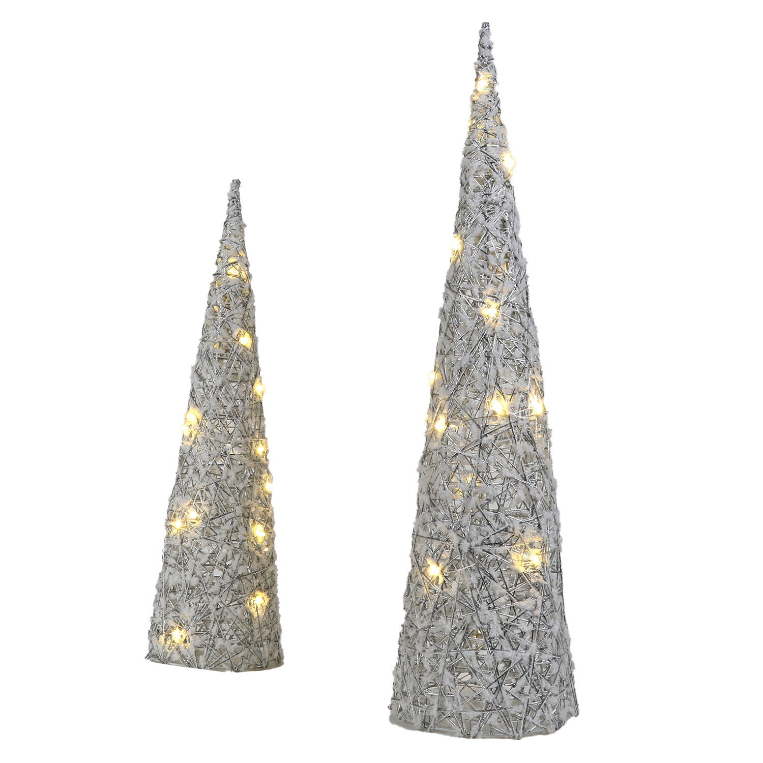 Set of 2 LED Cones - Silver | Wilko