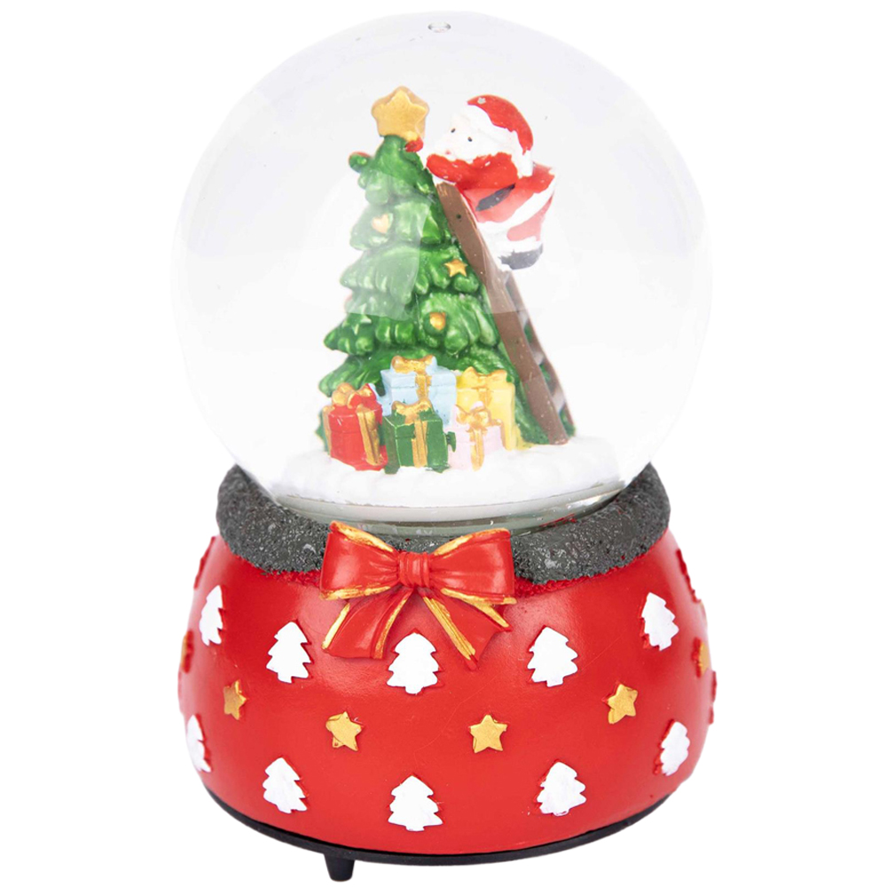 Single Shatchi Christmas Santa Tree Scene Resin Base Musical Snowglobe ...