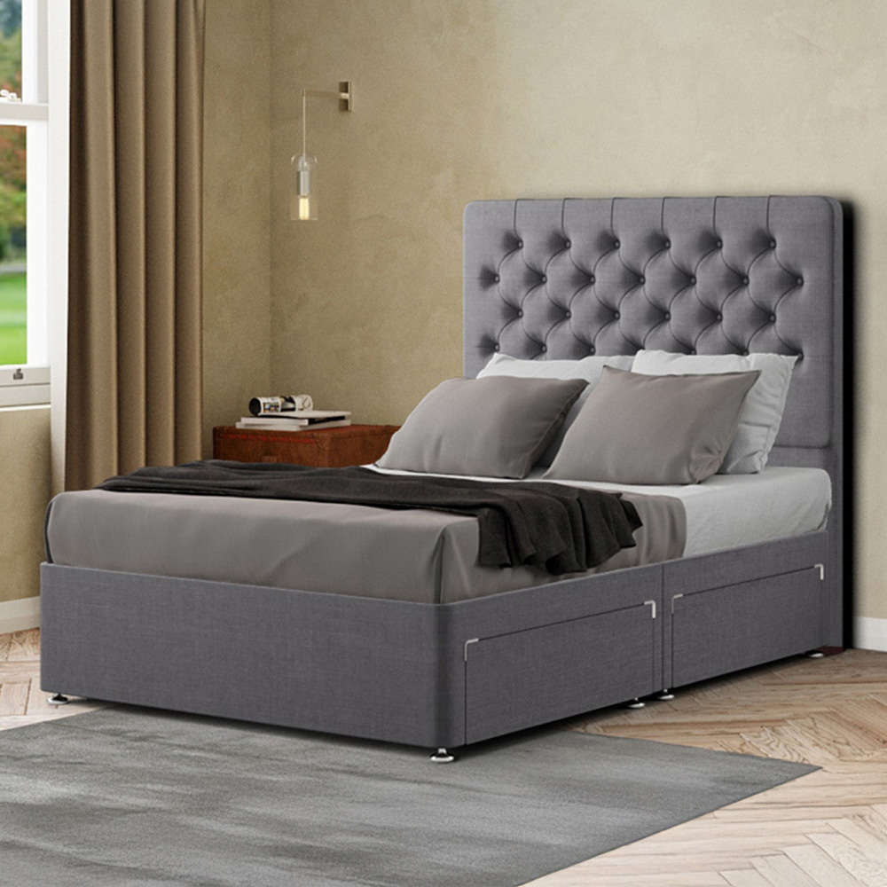 Portland Winchester Small Double Slate Malham Weave Divan Bed with 2 ...