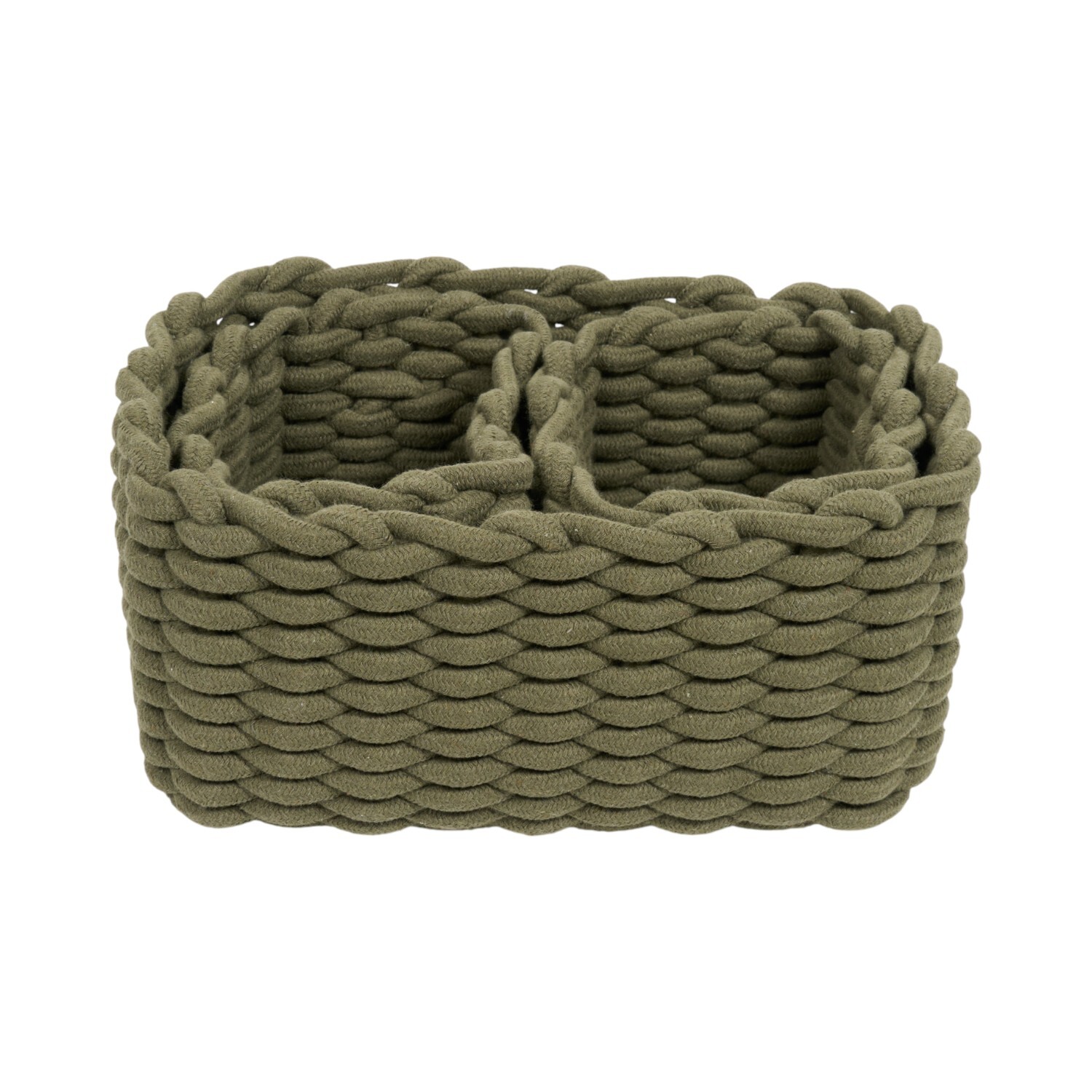 Set of 3 Woven Rope Baskets Olive | Wilko