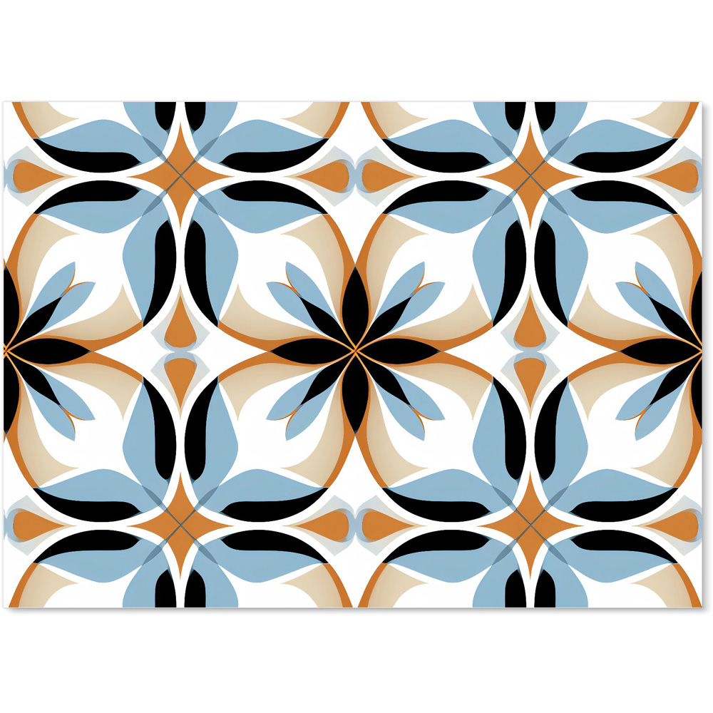 Warren Reed Designer White Brown and Blue Geometric Pattern Glass ...