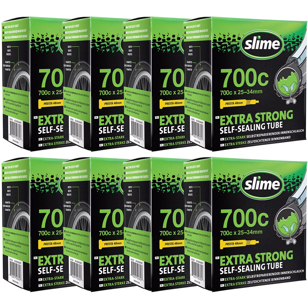 Slime 700c 28-32mm Road Bike Tyre Self Sealing Inner Tube with Presta Valve 8 Pack | Wilko