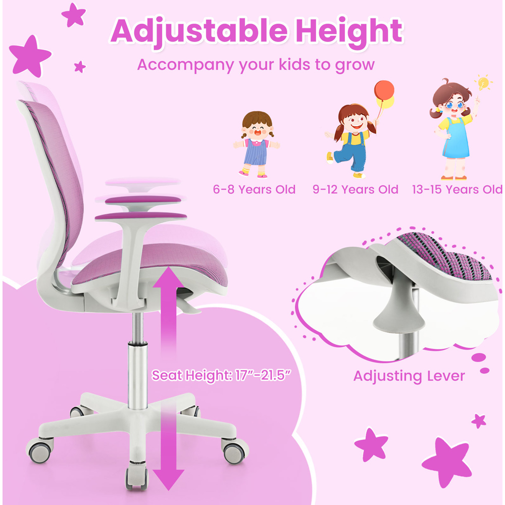 Costway Ergonomic Purple Children Study Chair with Mesh Back | Wilko