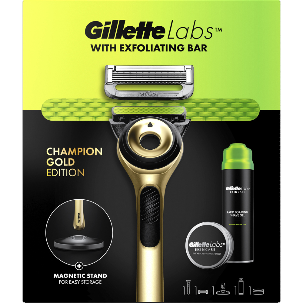 Gillette Labs Champion Gold Edition 3 Piece Exfoliating Bar Razor ...