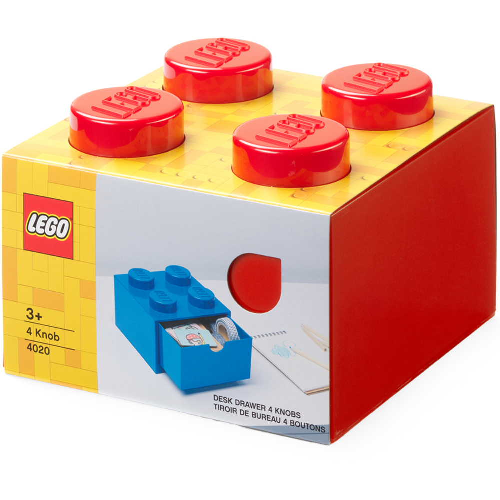 LEGO 4 Knob Red Desk Drawer | Wilko
