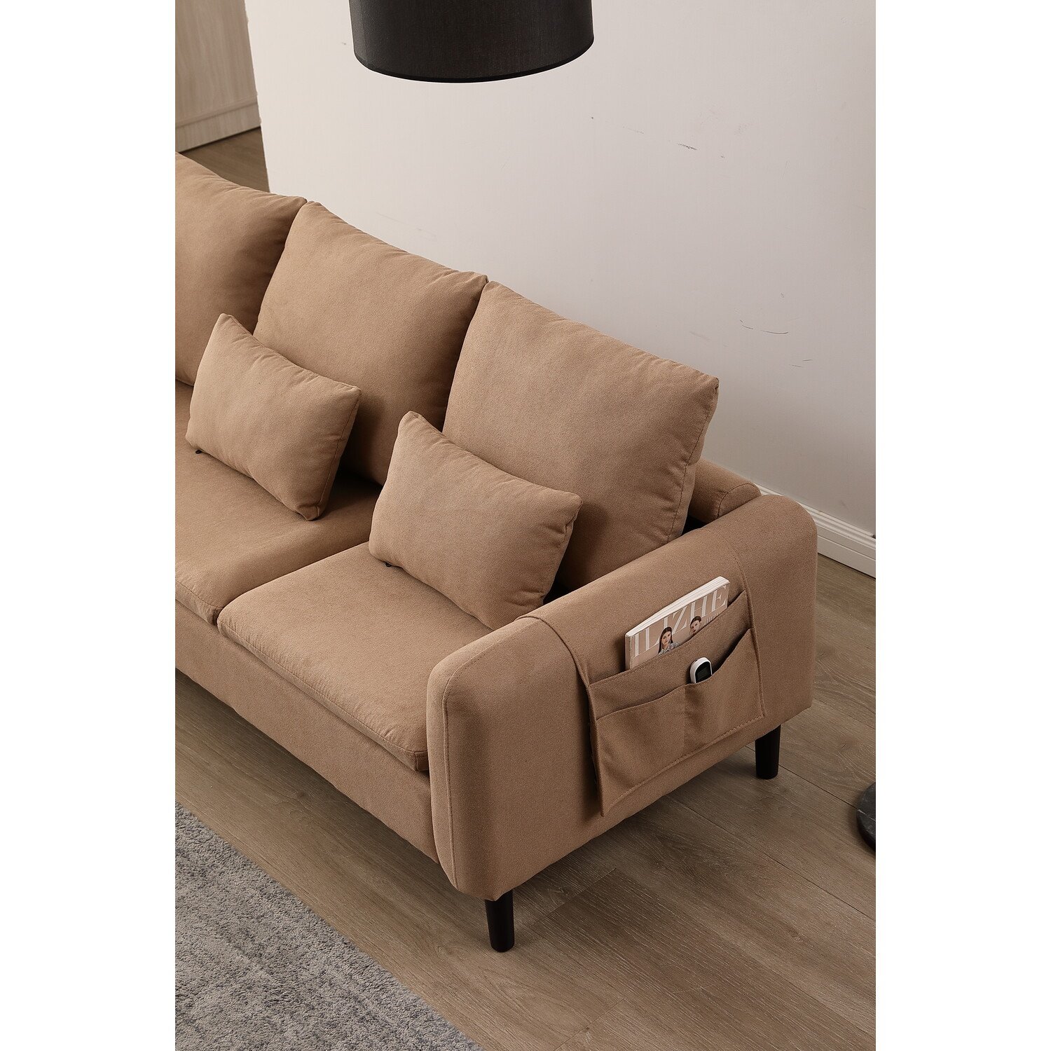 Sable 3 Seater Brown Fabric Sofa