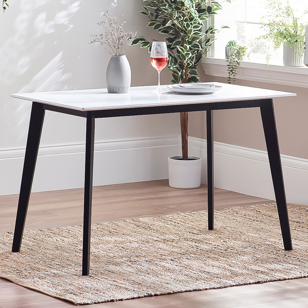 Furniturebox Svetlana 4 Seater Rectangular Dining Table White and Black ...