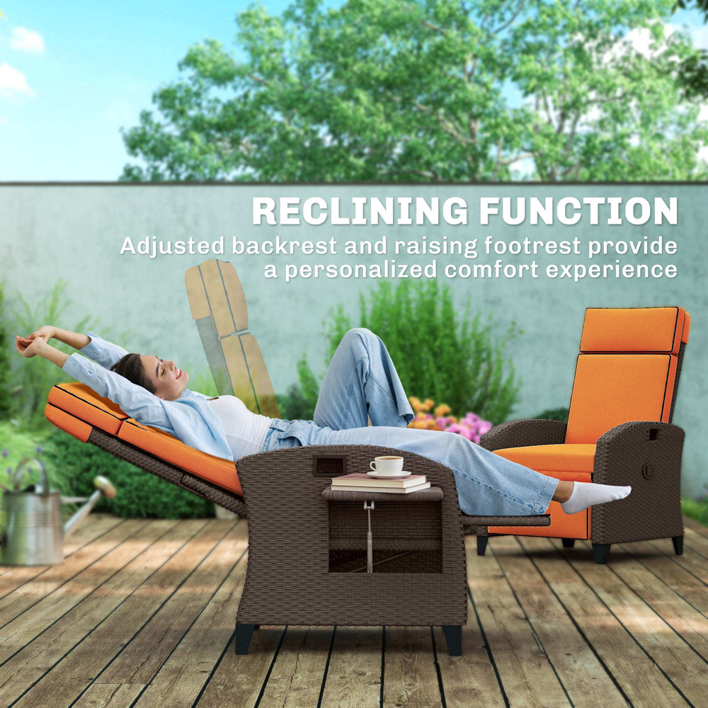 Outsunny Rattan Garden Recliner with Cushion | Wilko