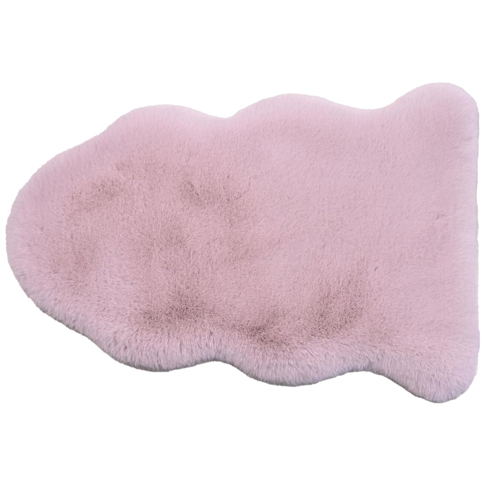 Deluxe Faux Rabbit Fur Rug - Rose | Wilko