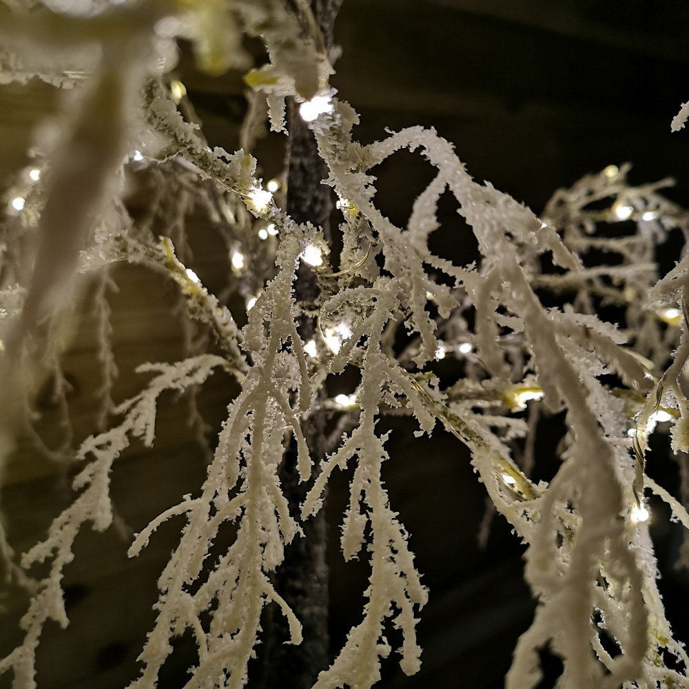 Premier Warm White LED Pre Lit Willow Flocked Artificial Christmas Tree ...