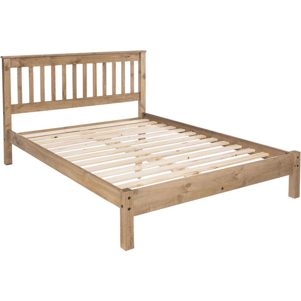 Leighton Double Waxed Pine Slatted Low End Bedstead | Wilko