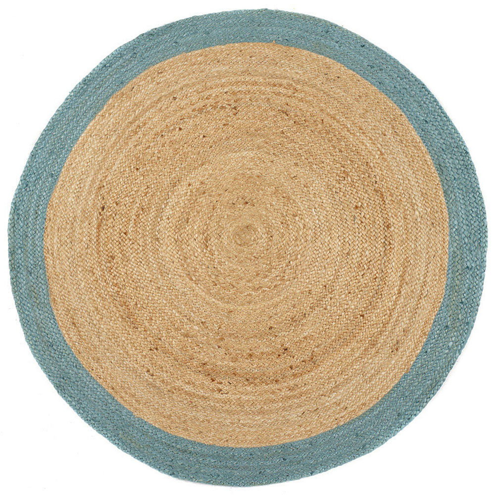 Origins Jute Border Duck Egg Round Rug 150cm | Wilko