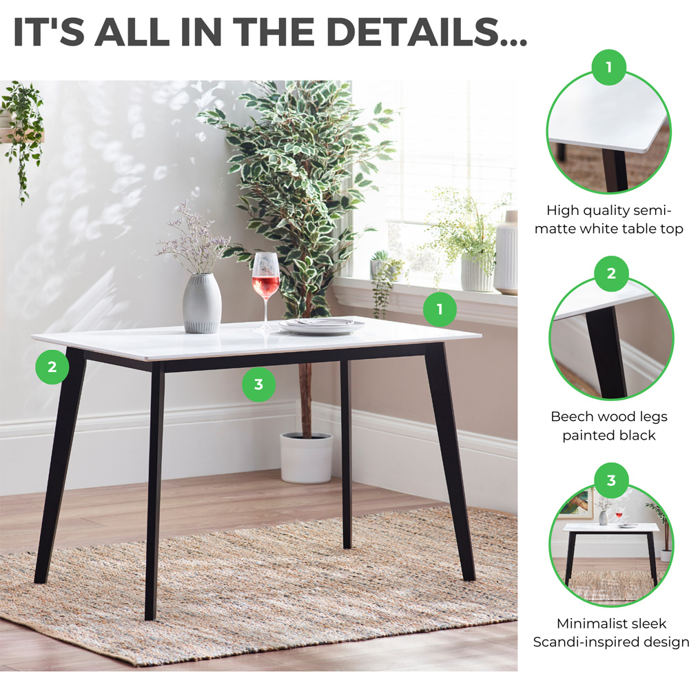 Furniturebox Svetlana 4 Seater Rectangular Dining Table White and Black ...