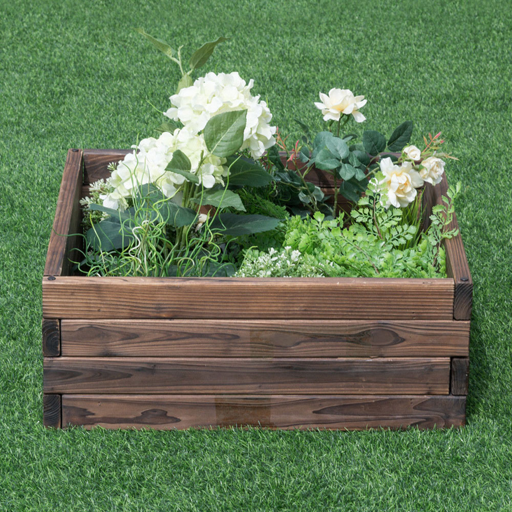 Costway Wooden Square Planter Box with Open Ended Base 60cm | Wilko