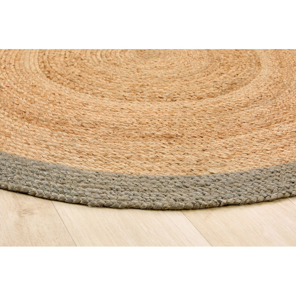 Origins Jute Border Sage Green Round Rug 150cm | Wilko