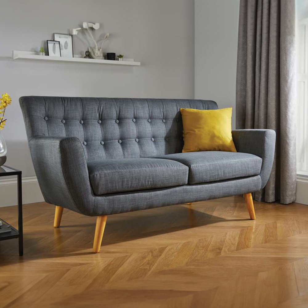 Loft 3 Seater Grey Fabric Sofa | Wilko