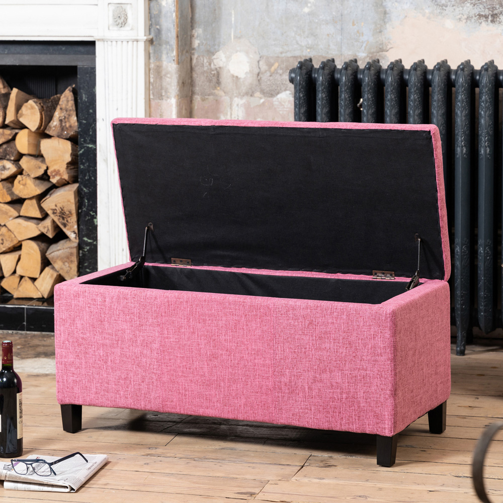 Artemis Home Henbury Pink Fabric Storage Ottoman Wilko