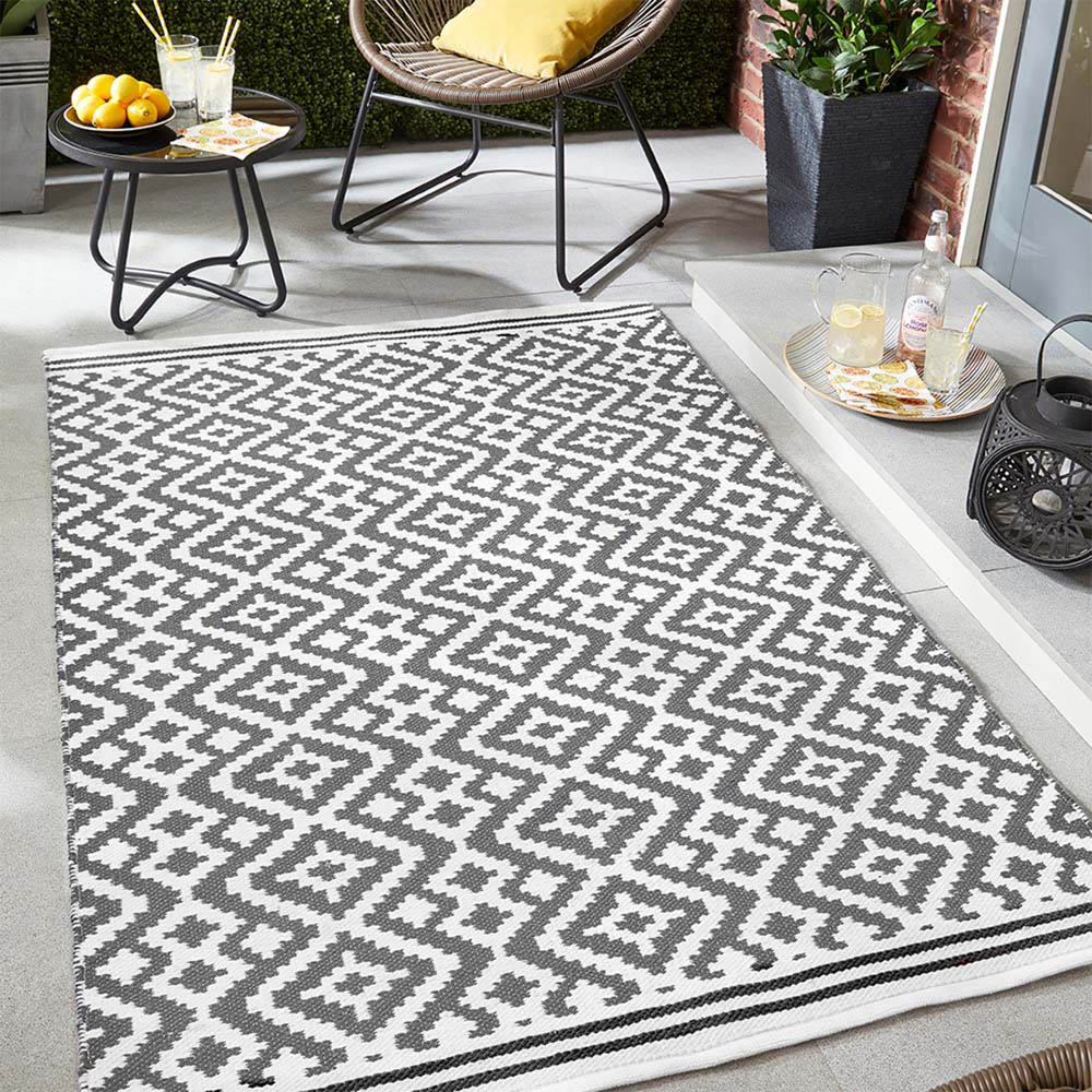 Origins Aztec Grey and Dark Grey Geometric Rug 160 x 230cm | Wilko