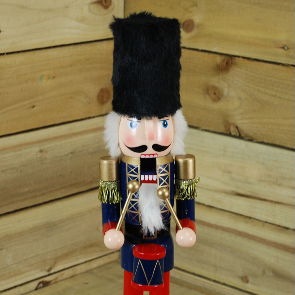 Samuel Alexander Wooden Nutcracker Soldier Decoration with Blue Jacket and Fur Hat Wilko