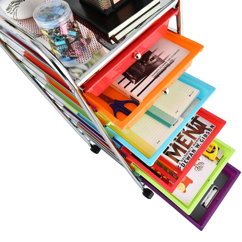 Costway 10 Drawer Rainbow Mobile Storage Trolley | Wilko