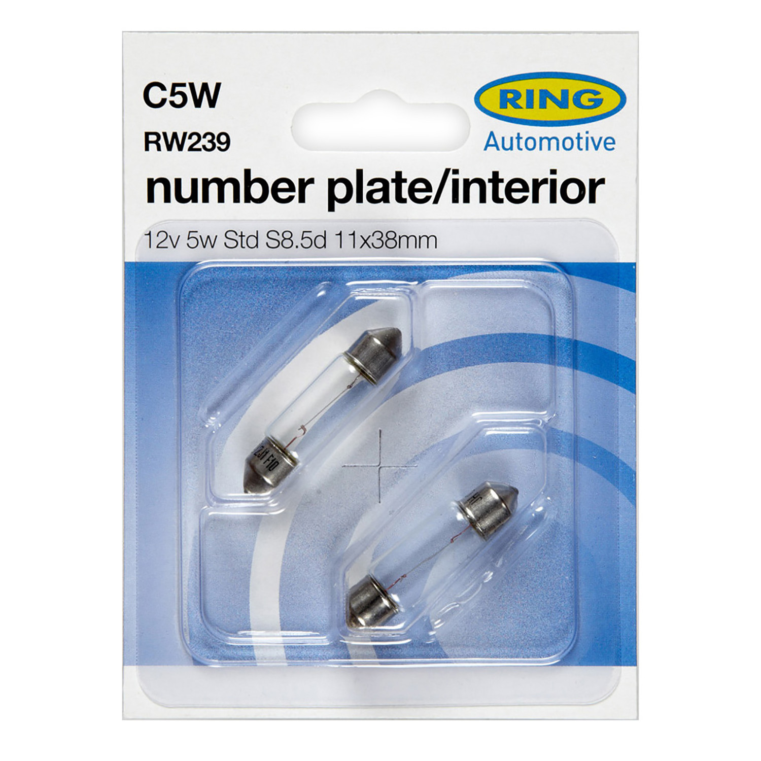 Ring 12V 5W C5W S8.5D 11 X 38 Festoon Bulb Twin Pack | Wilko