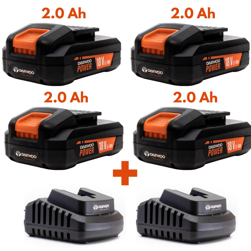 Daewoo U Force 18v 4 X 2 0ah Lithium Ion Batteries With Charger Wilko