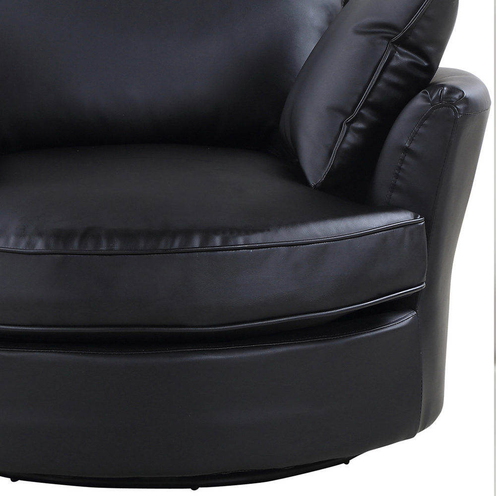 Fairburn Black Bonded Leather Swivel Cuddle Chair