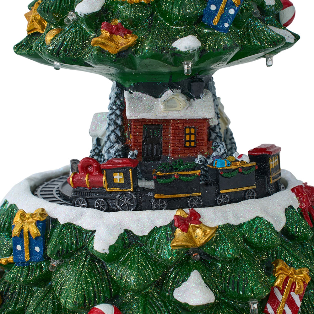 Living and Home Blue and Green LED Table Top Christmas Tree Music Box ...