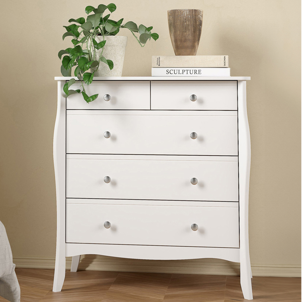 Florence Baroque 5 Drawer Pure White Chest of Drawers | Wilko